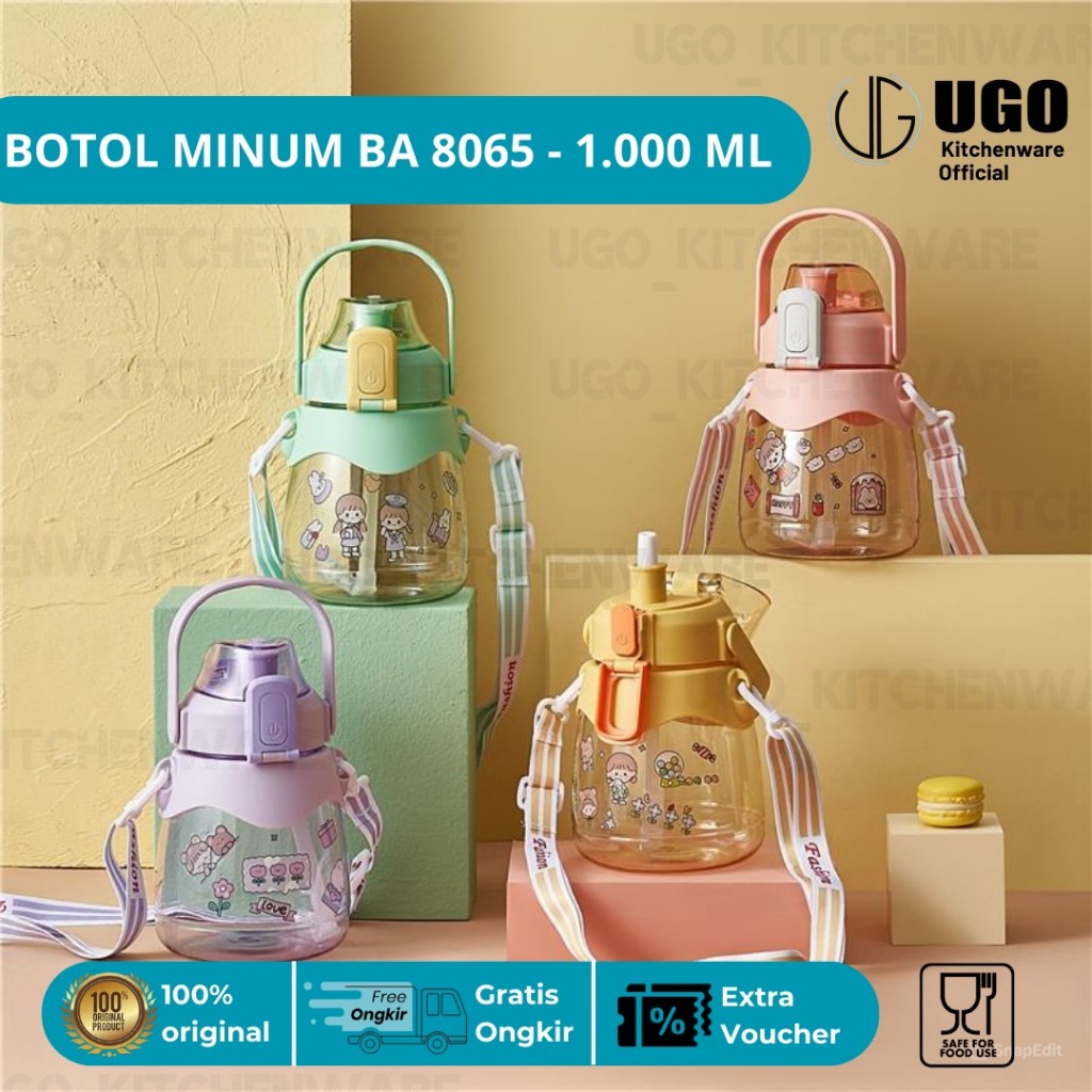 Jual UGO Botol Air Minum Viral Gemoy Bening Bonus Stiker | Botol Minum ...