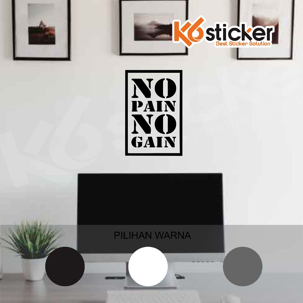 Jual Stiker Dinding Quotes No Pain No Gain Wall Sticker Cutting Sticker ...
