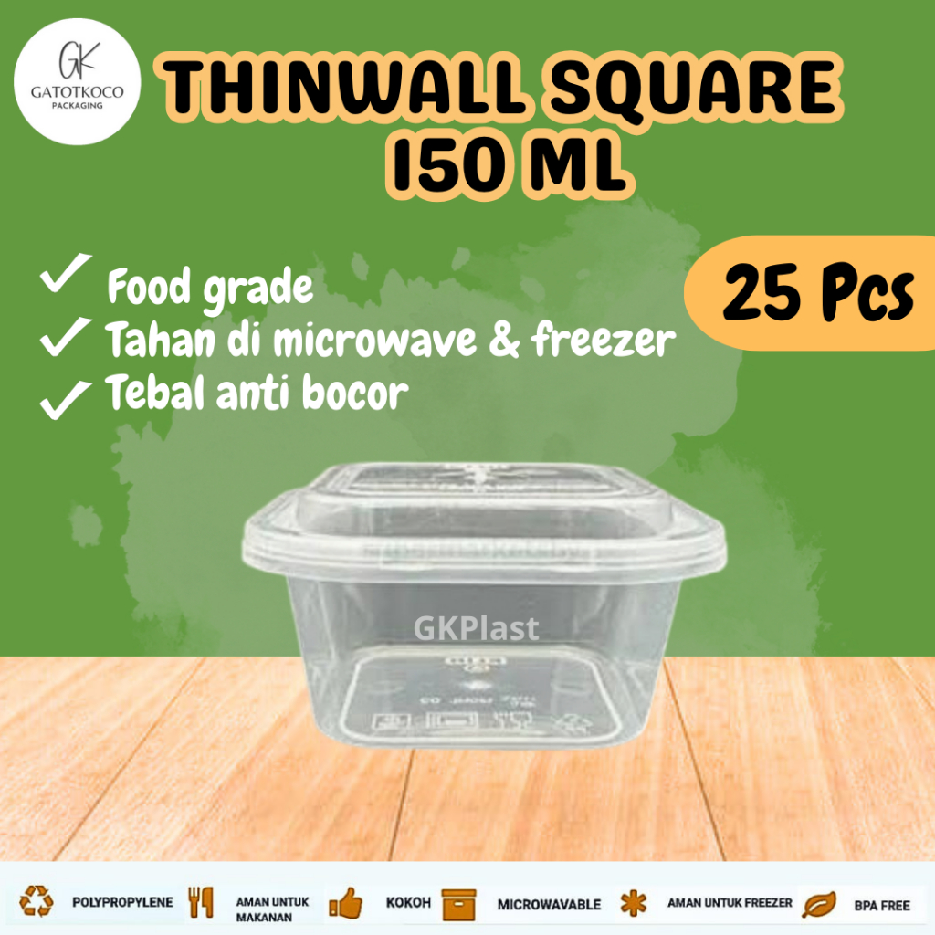 Jual (25 Pcs)Thinwall 150ml square/thinwall kotak/dessert box/kotak makan | Shopee Indonesia
