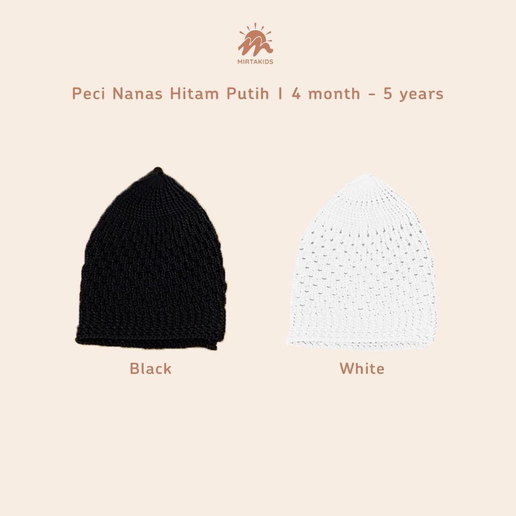 Jual Mirtakids Peci Rajut Putih Hitam Anak (4 Bulan - 5 Tahun) | Katun ...