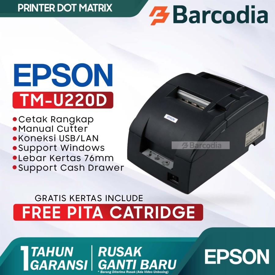 Jual BARCODIA Printer Epson TMU 220D Non Auto Cutter Lan Koneksi ...