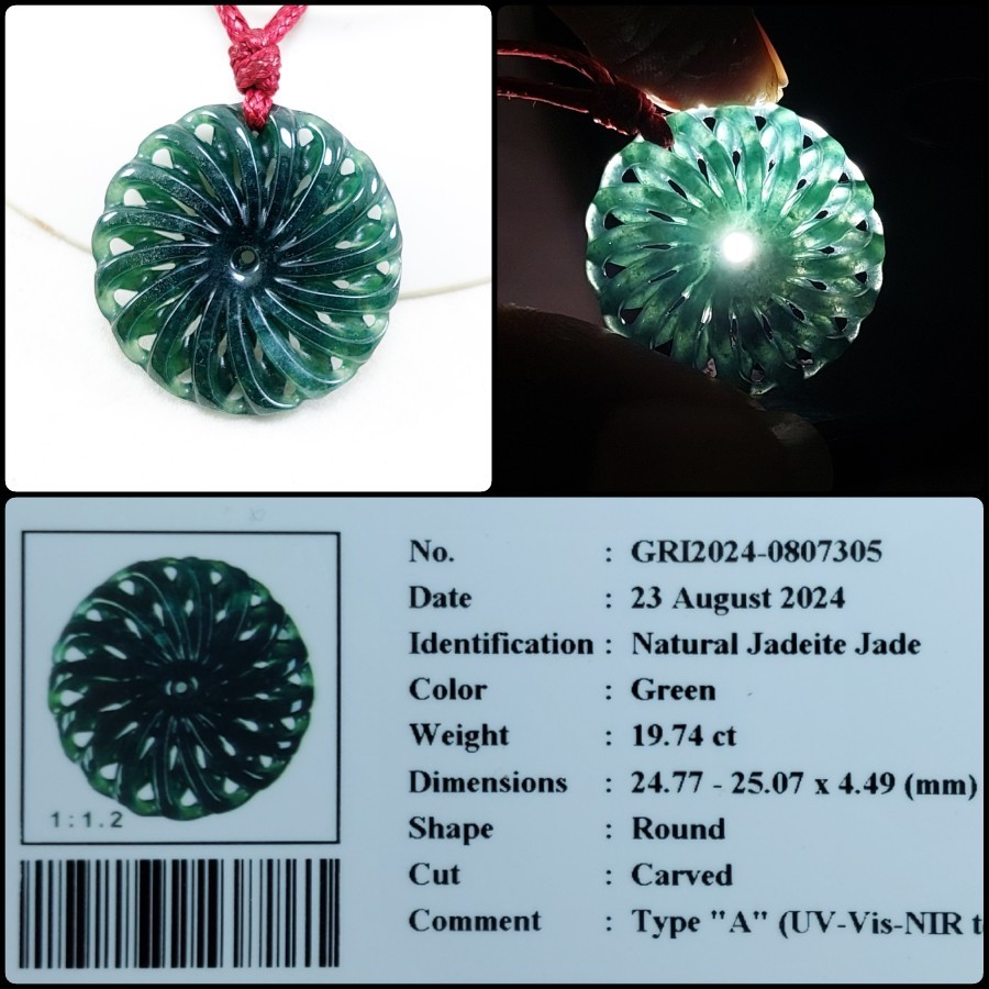 Jual Kalung Liontin Batu Giok Fei Cui Crystal Top Color Natural Jadeite ...