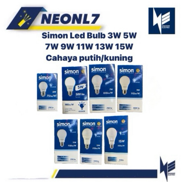 Jual SIMON LAMPU LED BULB CLASSIC PUTIH KUNING 3000K 4000K 6500K 3W 5W ...