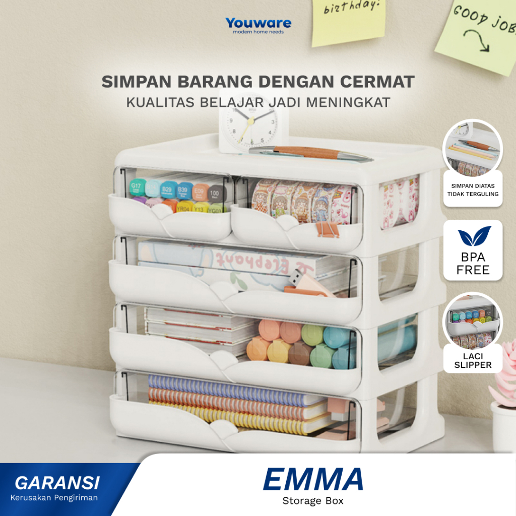 Jual Youware - Emma Storage Box / Laci Alat Tulis Make Up Transparan Aesthethic Serbaguna ...