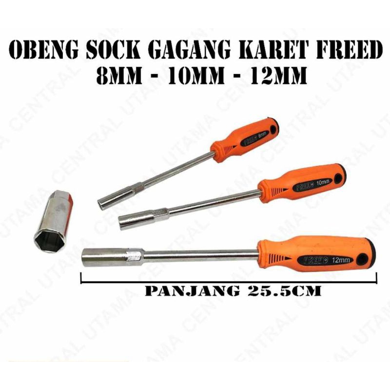 Jual Obeng Kunci Shock 8mm 10mm 12mm Freed Gagang Karet Panjang 25.5cm ...