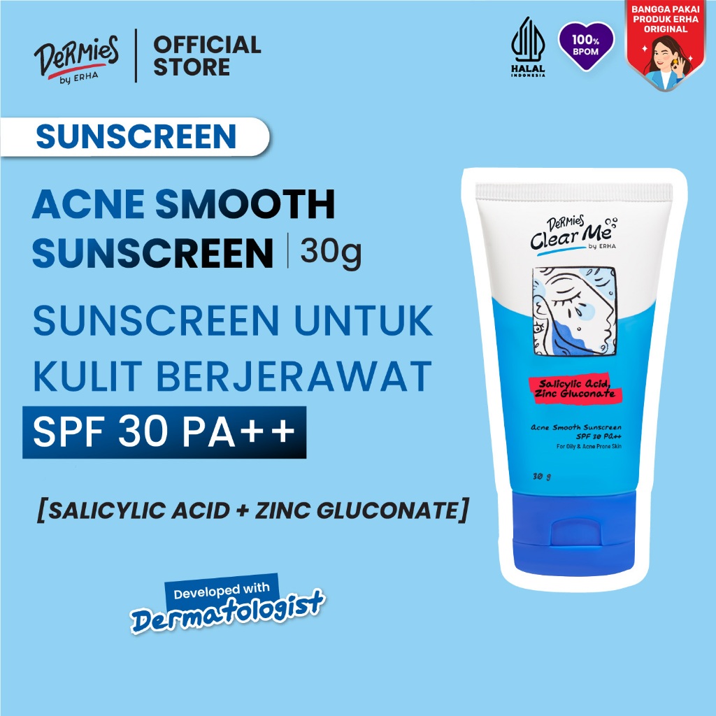 Jual DERMIES Clear Me Acne Smooth Sunscreen SPF 30 PA++ 30g - Sunscreen ...