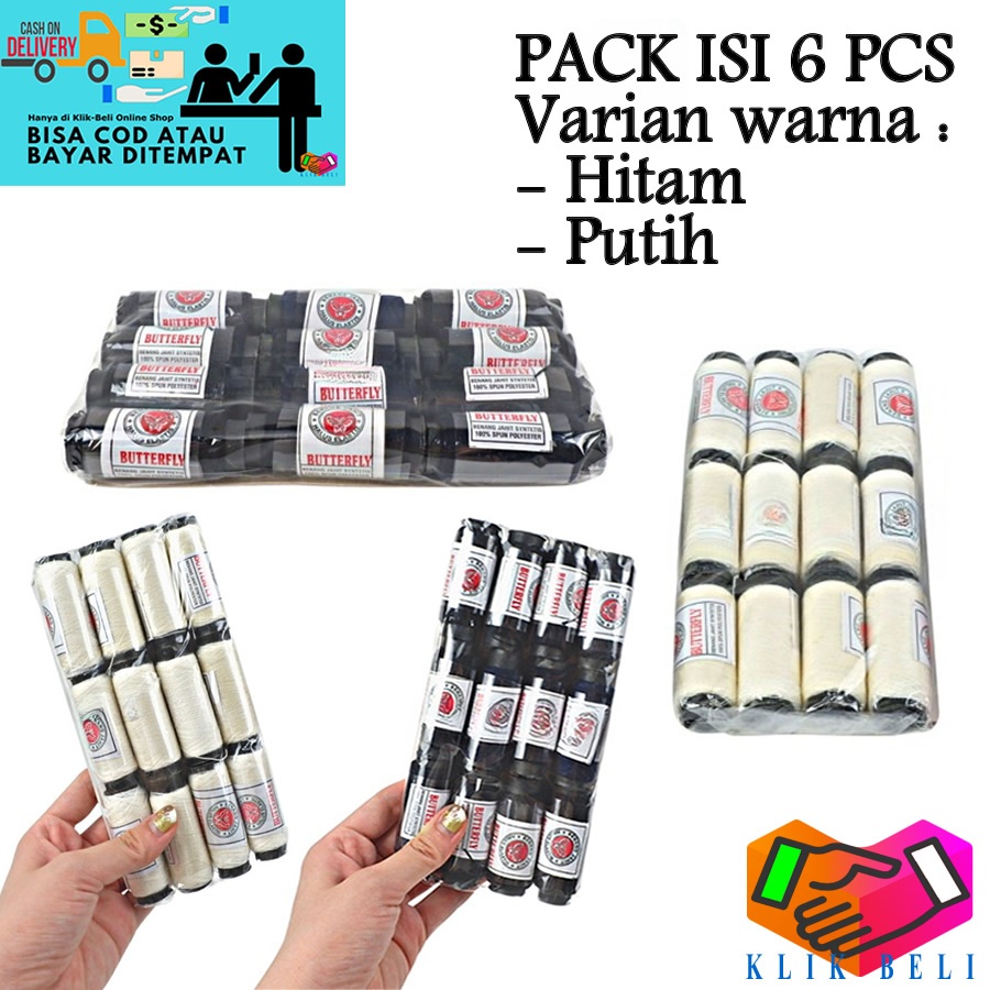 Jual PACK ISI 6 PCS Butterfly Benang Jahit Kain Baju Benang Besar Warna ...