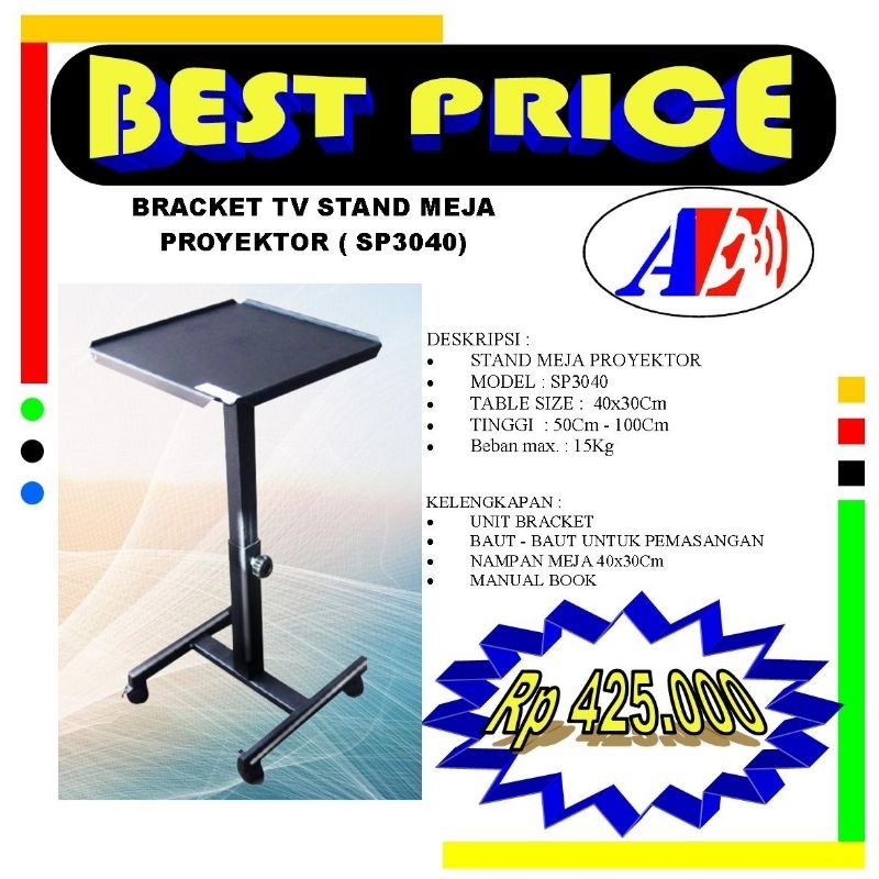 Jual stand meja Laptop Meja proyektor stand meja infocus pakai roda ...