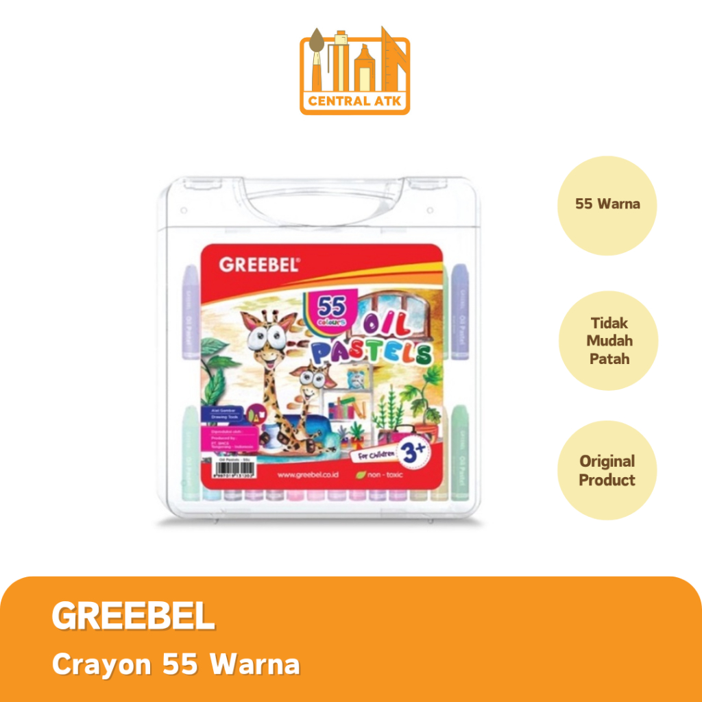 Jual CRAYON / OIL PASTEL GREEBEL ISI 55 WARNA | Shopee Indonesia