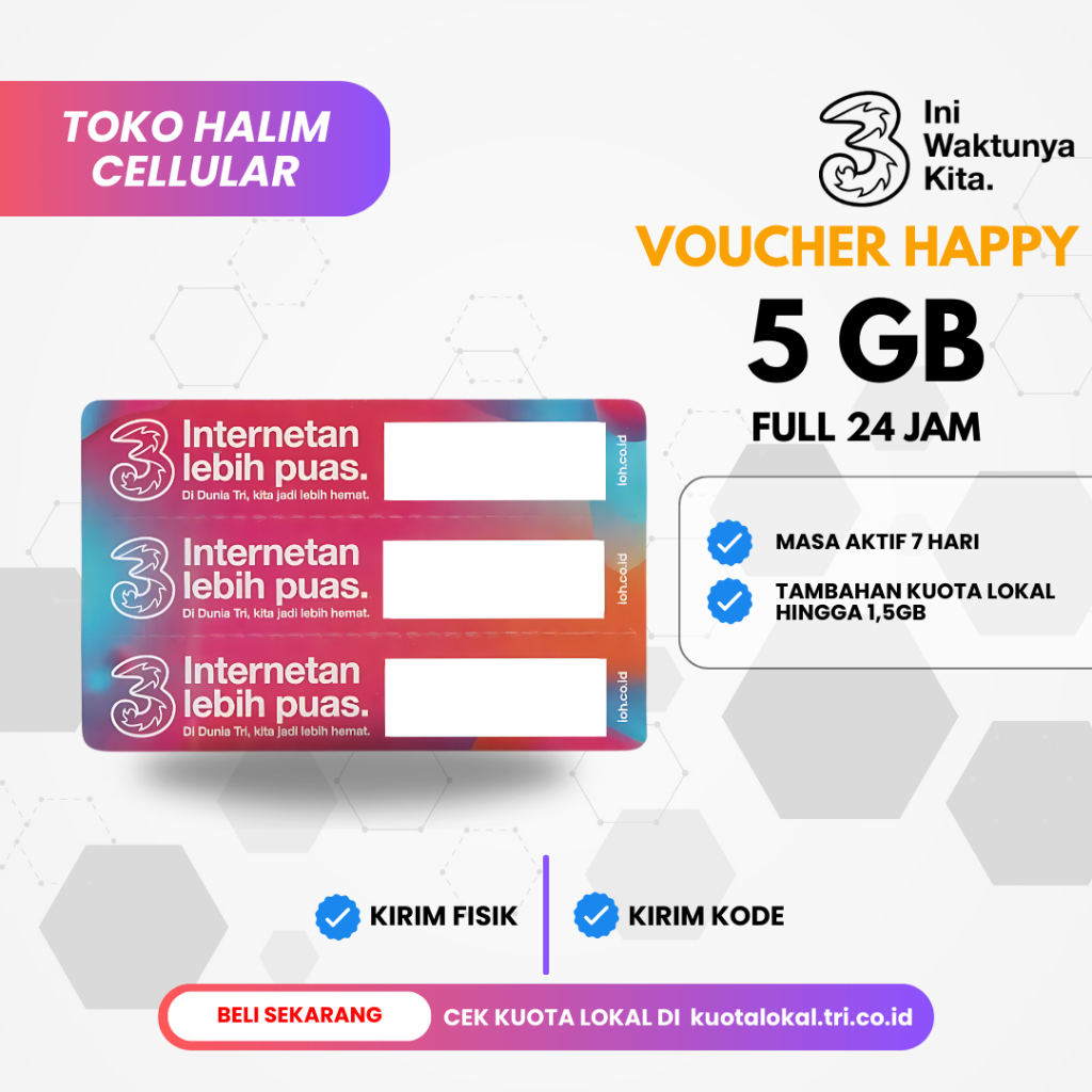 Jual Voucher TRI Happy 5GB 7 Hari | Shopee Indonesia