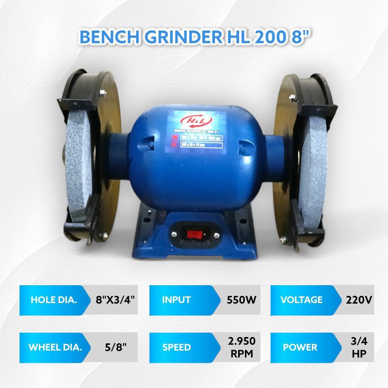Jual ALAT Mesin Gerinda Duduk HL 200 8" Profesional Bench Grinder 8" HL ...