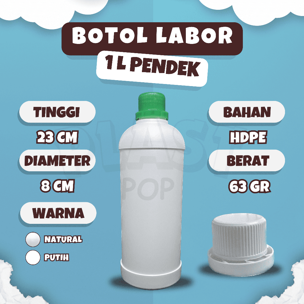 Jual Botol Labor Agro 1 Liter Pendek/Botol Pupuk 1 Liter/HDPE 1 Liter | Shopee Indonesia