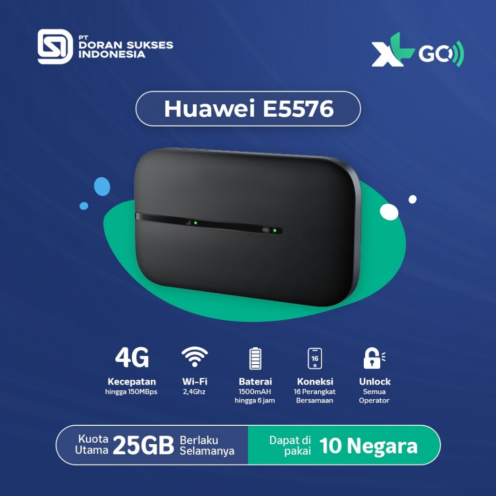Jual Huawei E5576 Modem MiFi 4G LTE Unlock Gratis XL GO IZI 25GB ...