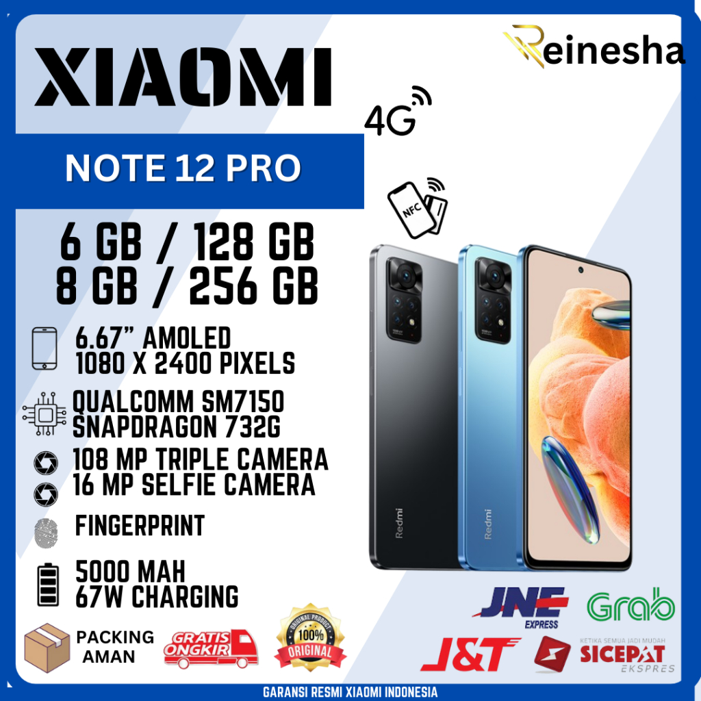 Jual XIAOMI REDMI NOTE 12 PRO 8/256 GB NOTE 12 PRO 6/128 GB NFC GARANSI RESMI XIAOMI INDONESIA ...