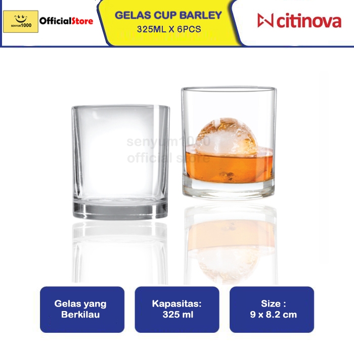 Jual Citinova Gelas / Glass Cup Barley 325 ml x 6 pcs | Shopee Indonesia