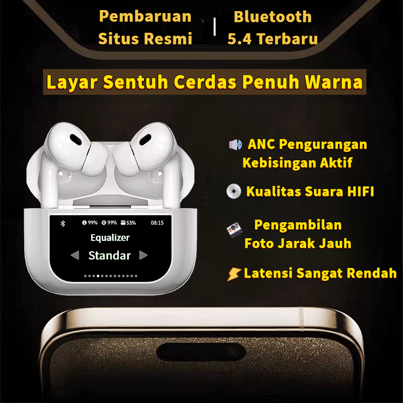 Jual Headset Bluetooth TWS A9PRO Bluetooth 5.4 Layar Sentuh ANC Noise ...