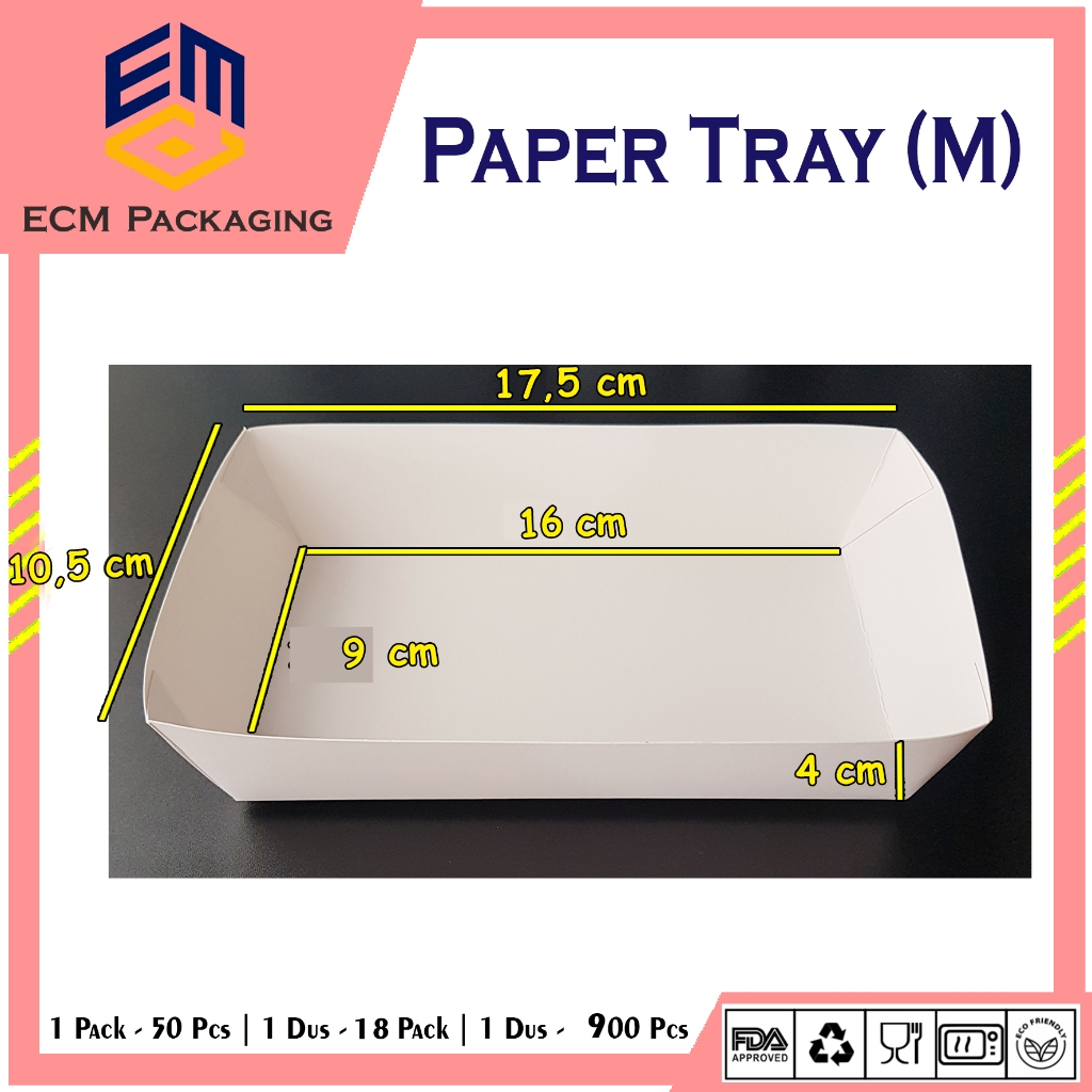 Jual Food Tray / Paper Tray M Putih Polos 50pcs | Shopee Indonesia