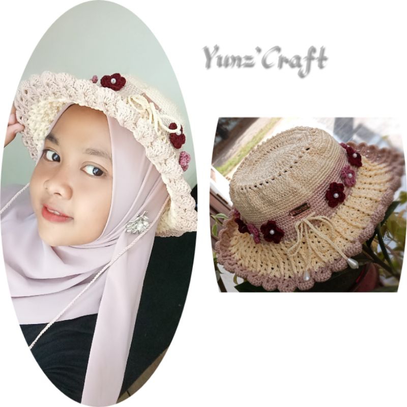 Jual topi pantai rajut, topi rajut wanita, topi handmade, topi rajut ...