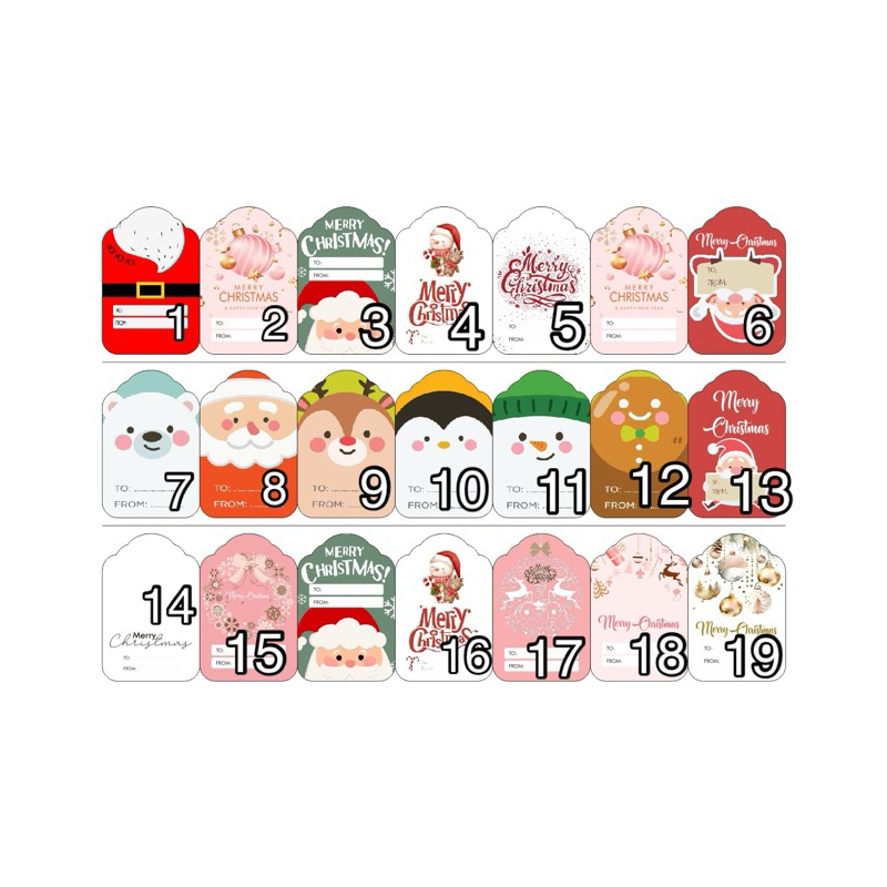 Jual Hang tag merry Christmas santa snowman ginger bread man penguin ...