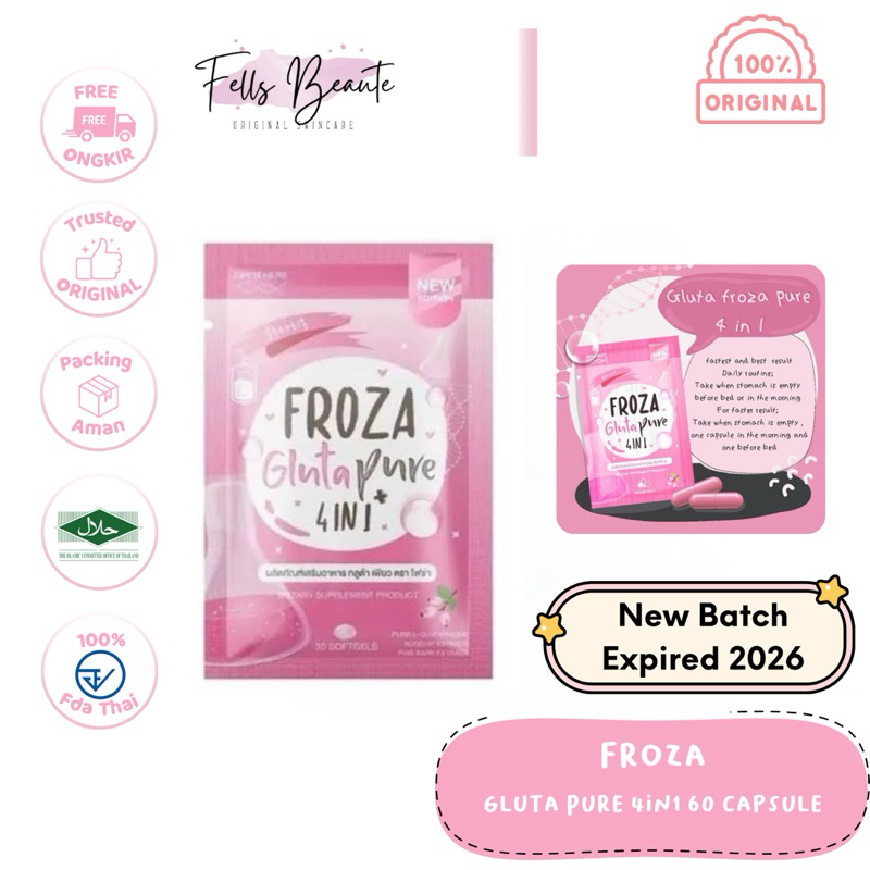 Jual Froza Gluta Pure 4 in 1 Isi 60 Kapsul ORIGINAL THAILAND NEW EXP ...