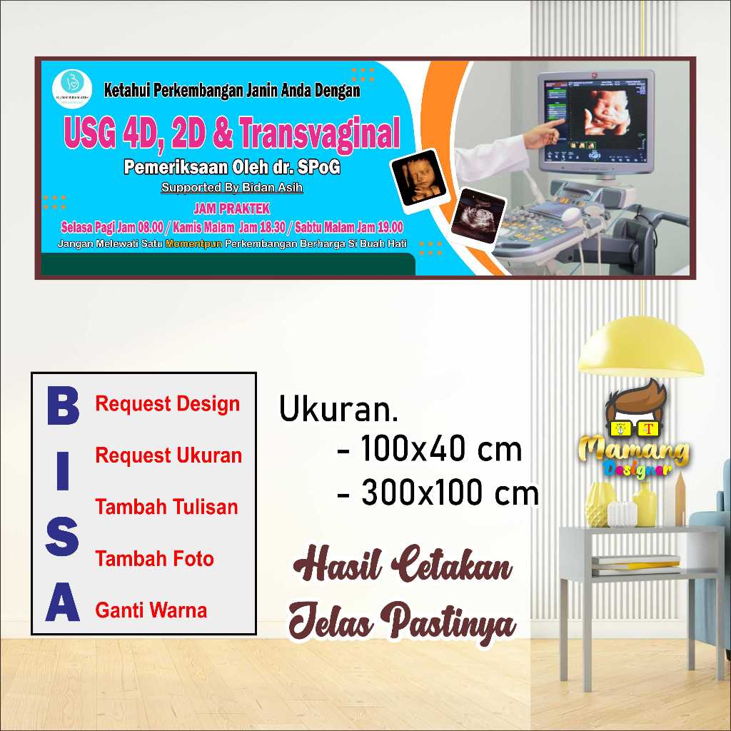 Jual Cetak Banner Spanduk Pemeriksaan USG dan Praktek Mandiri Bidan bb ...