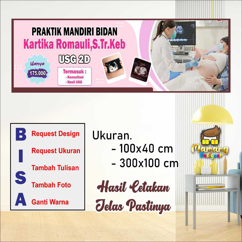 Jual Cetak Banner Spanduk Praktek Mandiri Bidan Dan Pemeriksaan USG bb ...