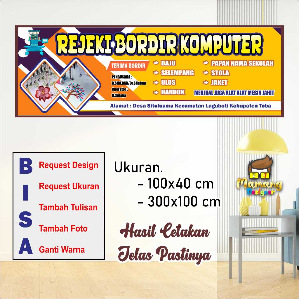 Jual Cetak Spanduk Banner Bordir Komputer Atau jahit Pakaian bb ...