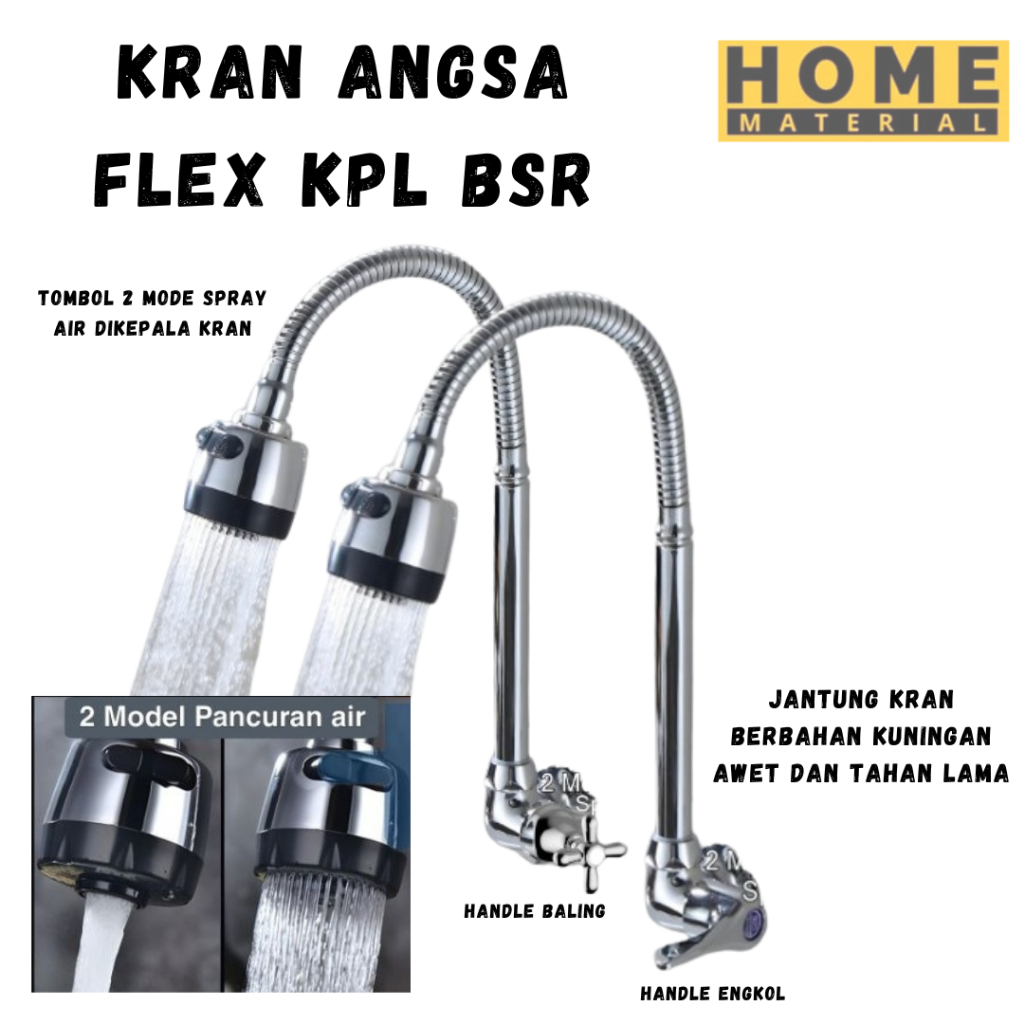 Jual Kran Air Angsa Fleksibel Kepala besar kecil Wastafel Tembok ...