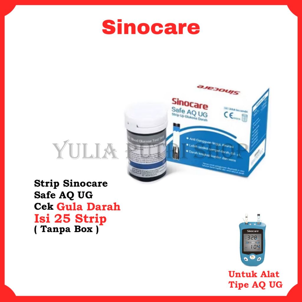 Jual Strip Sinocare Safe AQ UG / Strip Uji Gula Darah 1 botol isi 25 ...