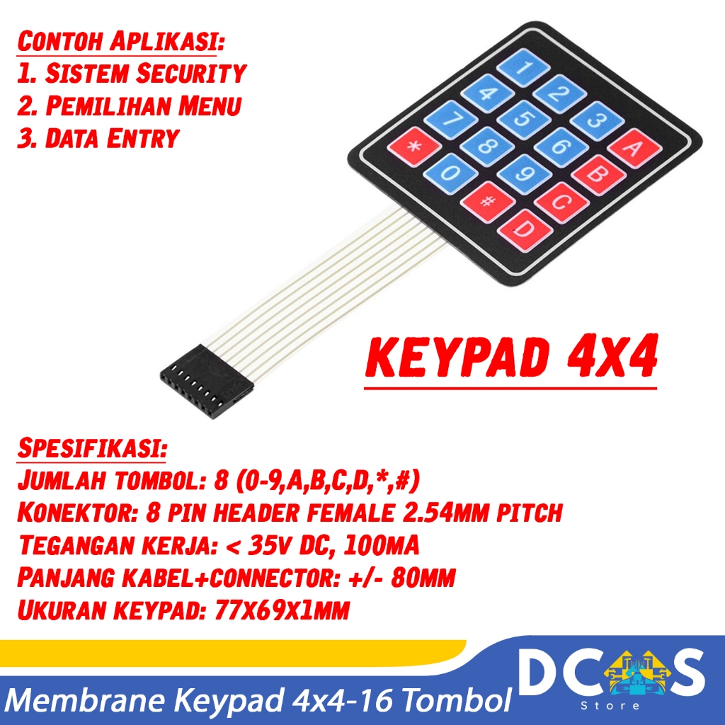 Jual Membrane Keypad 4x4 - 16 Tombol membran Keypad 4 x 4 | Shopee ...