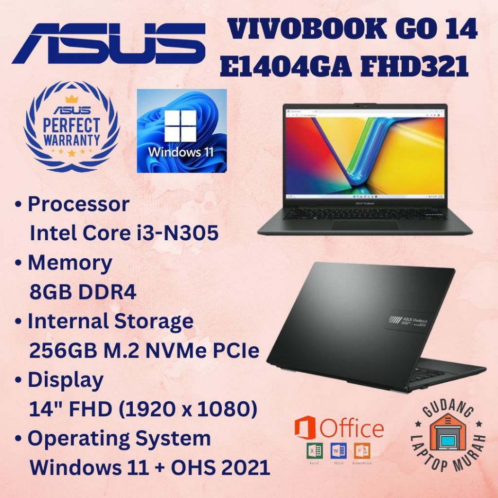 Jual ASUS VIVOBOOK GO 14 E1404GA FHD321 | INTEL i3-N305/8GB/256GB/14 ...