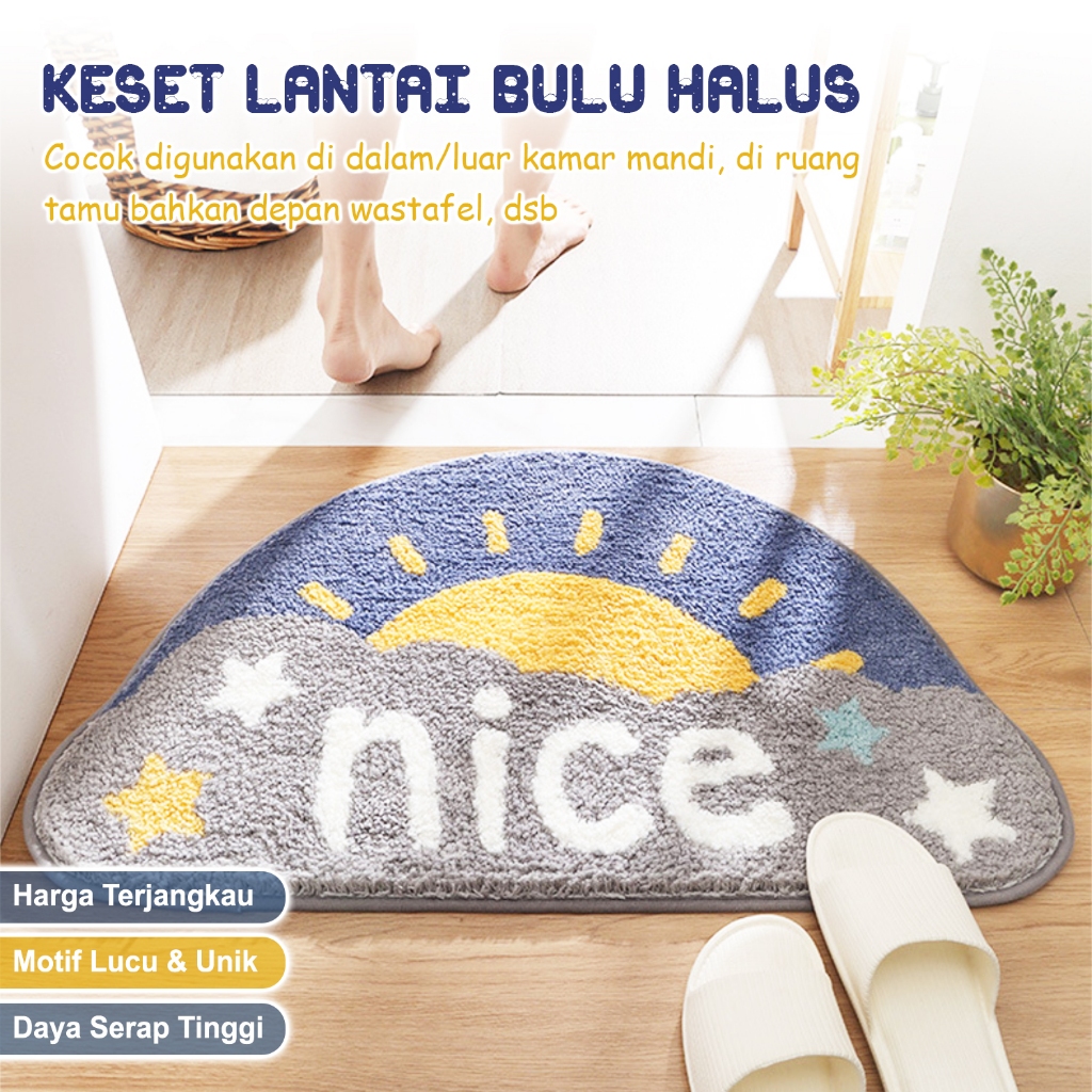 Jual Keset Kaki Bulu Keset Lantai Microfiber Anti Slip Keset Kaki Motif ...