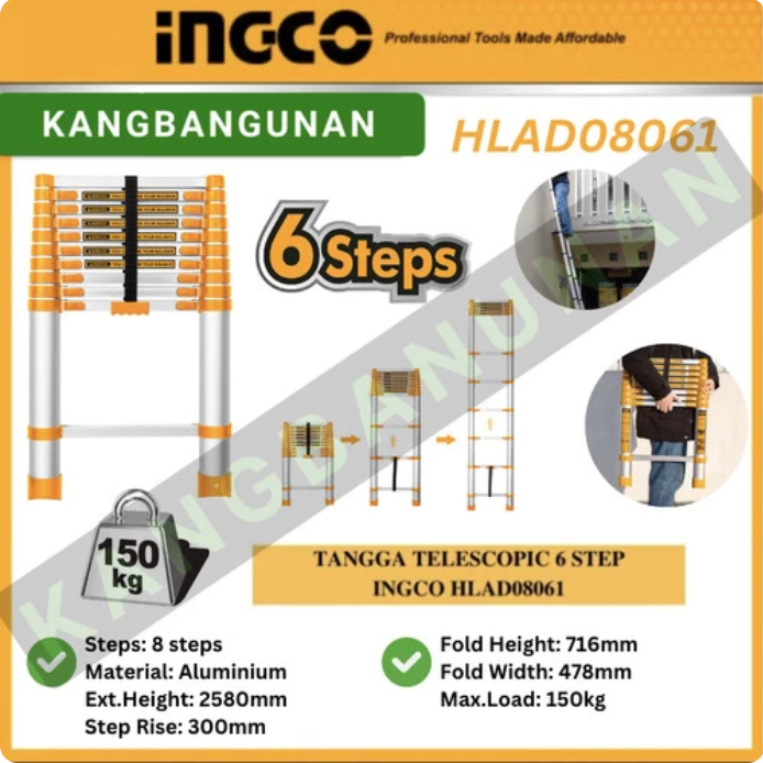 Jual TANGGA TELESCOPIC 6 STEP 2 METER INGCO HLAD08061 TANGGA LIPAT ...