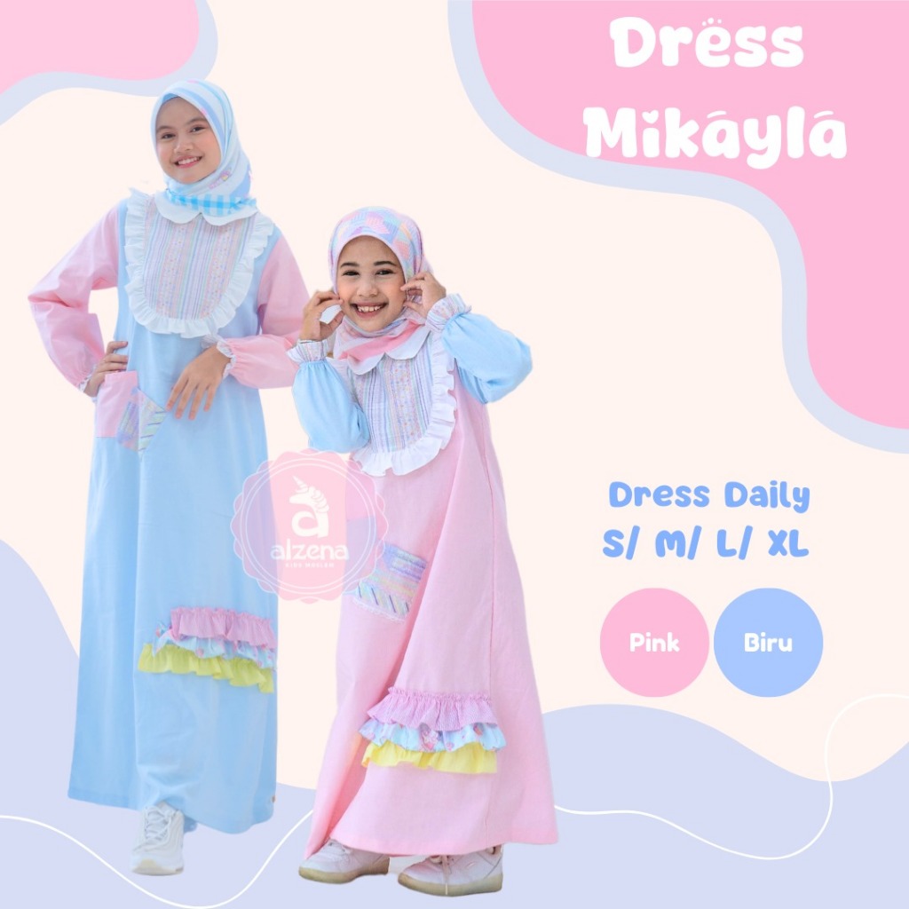 Jual Dress Mikayla Baju Daily Untuk Mengaji Dress Mikayla Bahan Poplin ...