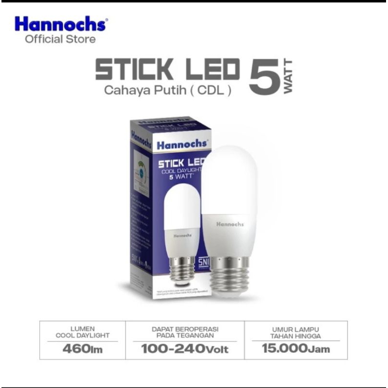 Jual Lampu Bohlam Hannochs LED Stick 5W Cahaya Putih | Shopee Indonesia