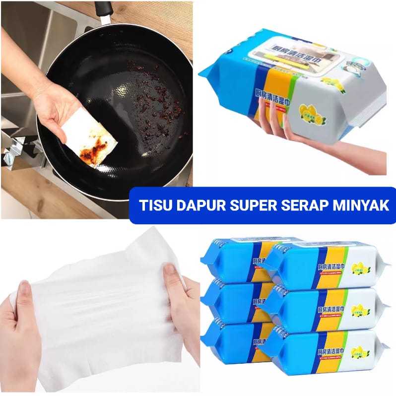 Jual Tisu Basah Dapur Super Isi 1Pack 80pcs Tisu Lap Minyak Tissue ...
