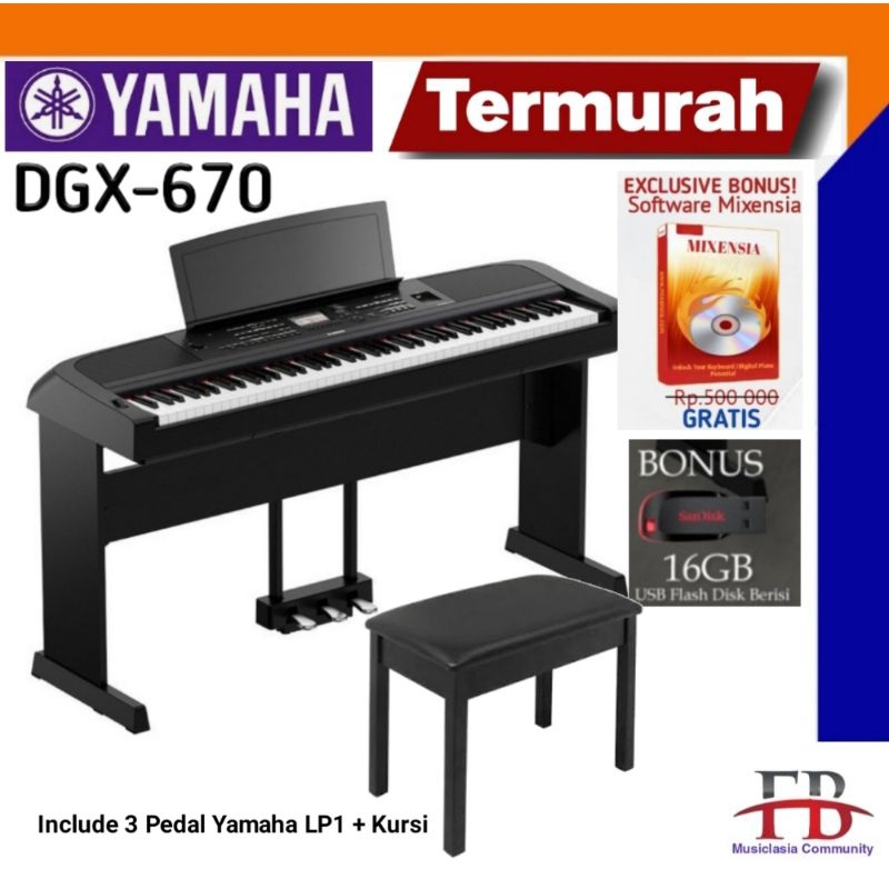 Jual Digital Piano Yamaha DGX 670 / DGX670 / DG X670 Free Flashdisk isi ...