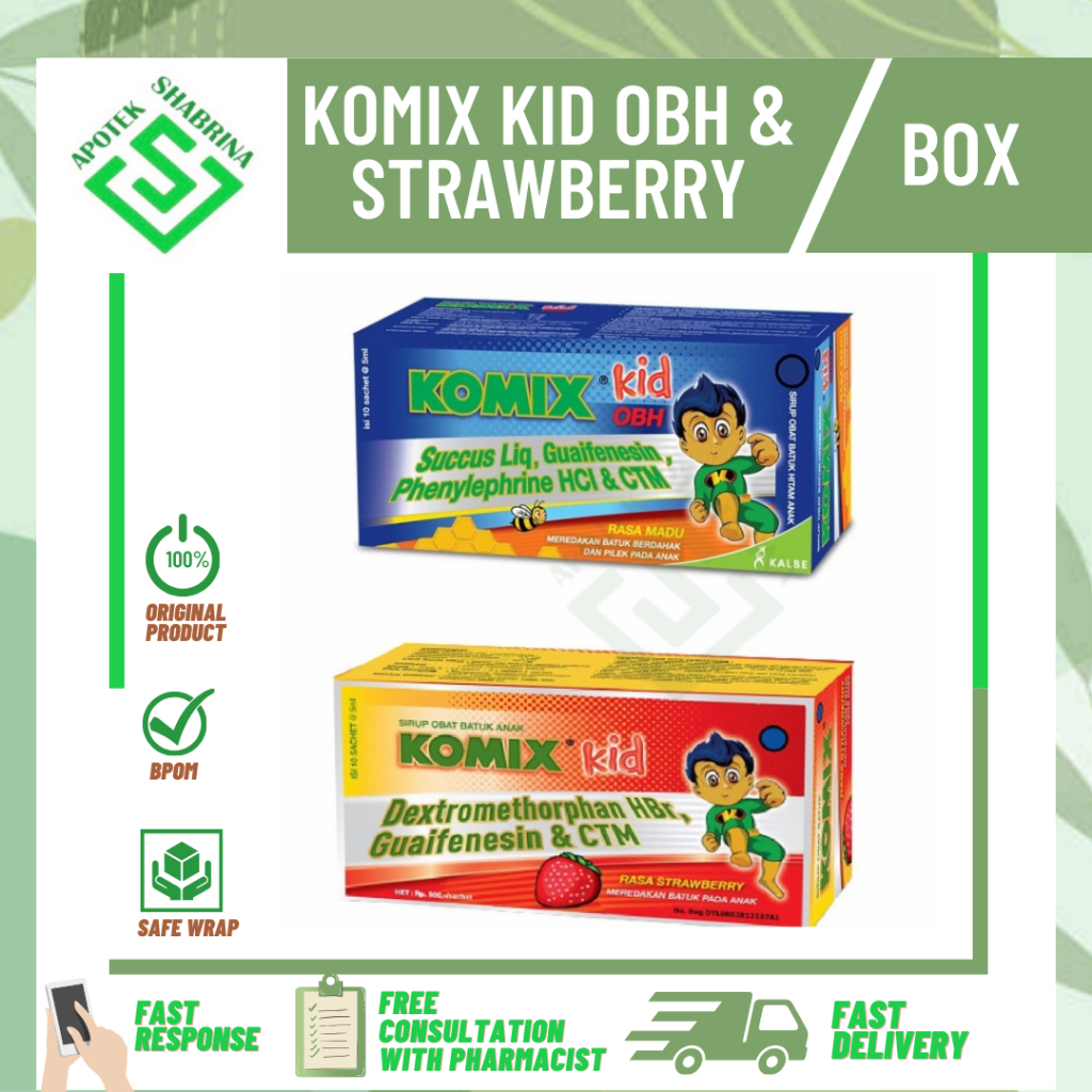 Jual KOMIX KID 1 BOX 10 SACHET @5 ML OBH PE RASA MADU DAN KOMIX KID ...