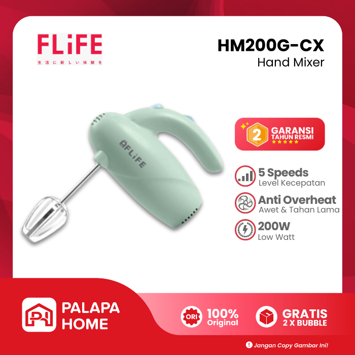 Jual Flife Hand Mixer HM200G-CX Hijau Pastel Low Watt | Mikser Tangan ...
