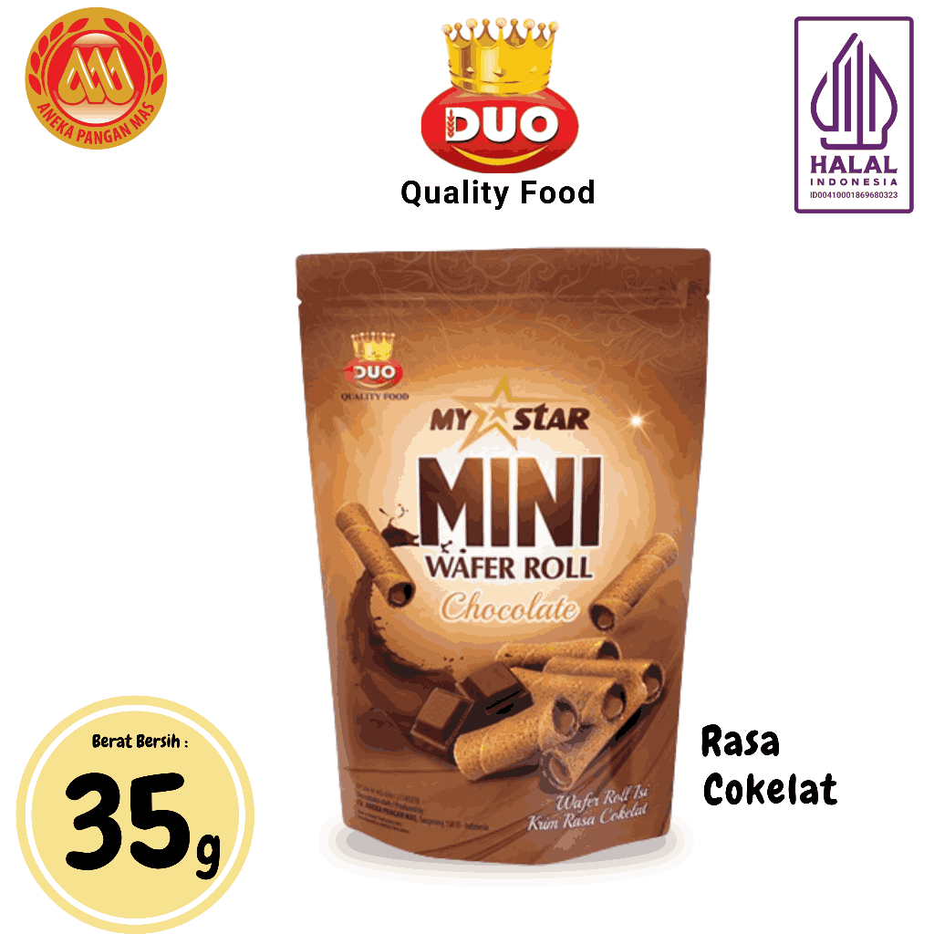 Jual DUO My Star Mini Wafer Roll Cokelat - Netto 35gr Snack Cemilan ...