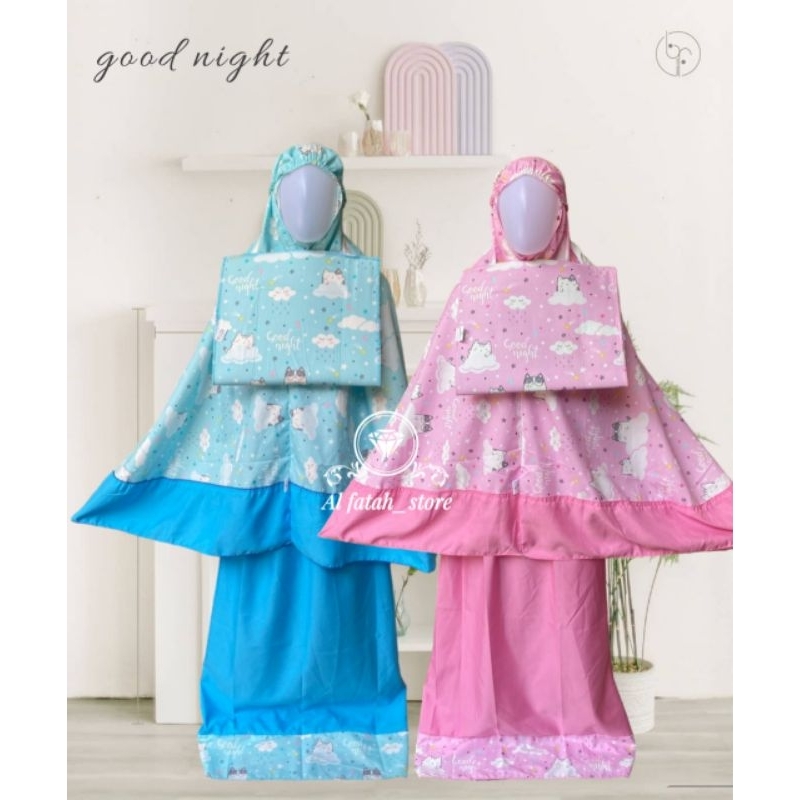 Jual mukena Anak Plus Sajadah Usia 2-11 Tahun Motif Good Night Bahan ...