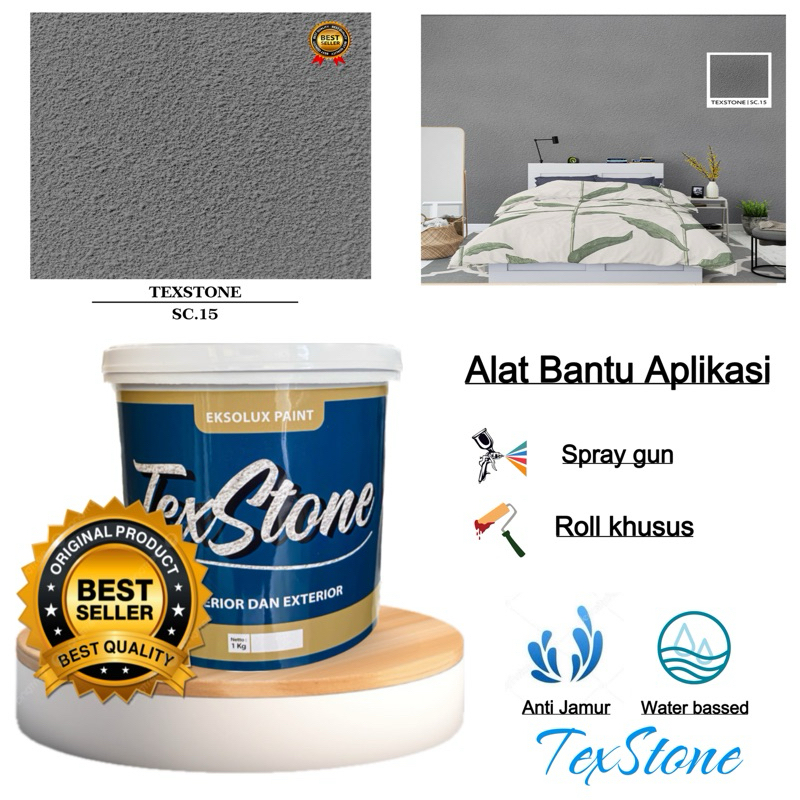 Jual Cat dinding 5kg tekstur pasir kamprot interior & eksterior - TEXSTONE - Type SC.15 Light ...