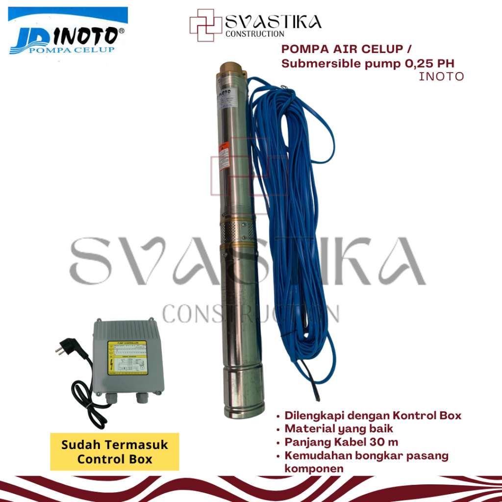 Jual Inoto Submersible pump 0,25 PH Pompa Celup Air Sumur Dangkal Dalam ...