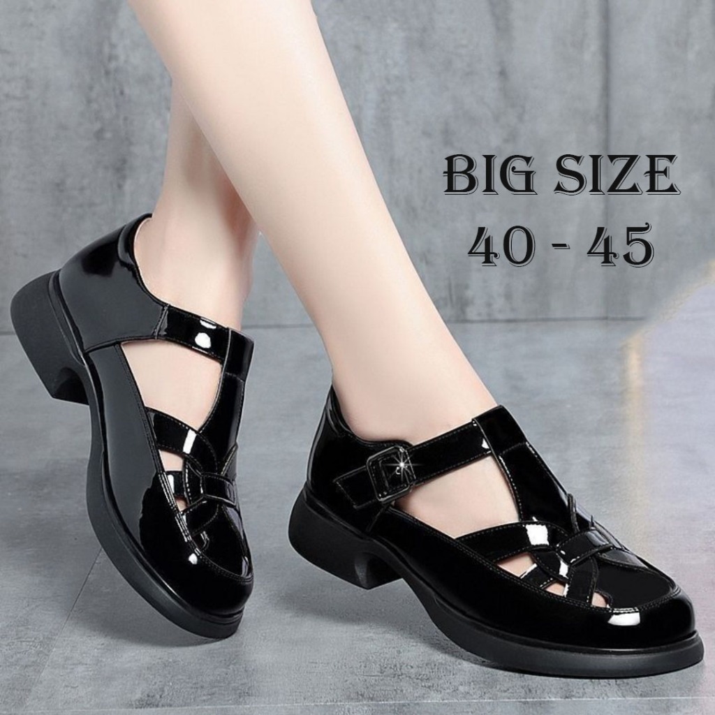 Jual Sepatu Docmart Wanita BIG SIZE 40-45 Loafer Black Glossy Ukuran ...