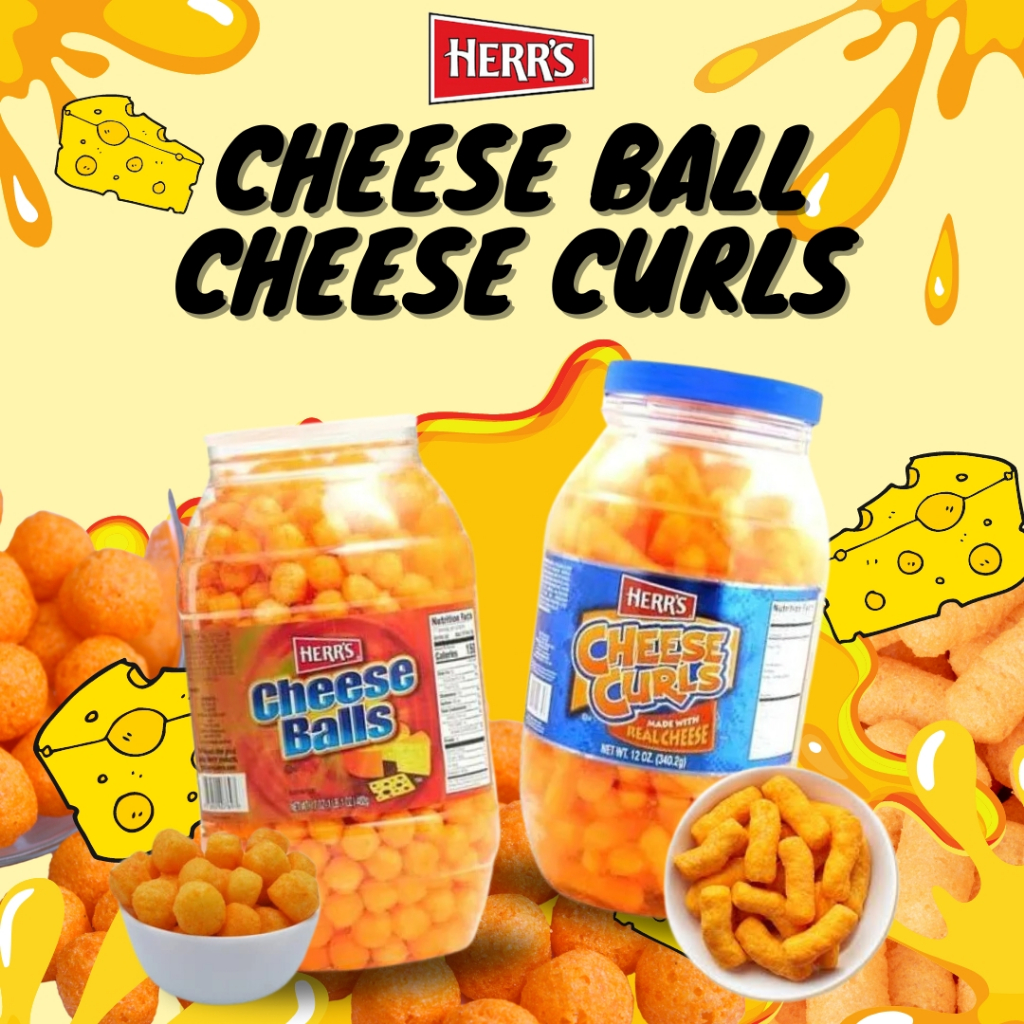 Jual Herr's Cheese Ball & Curls Barrel 482g Cemilan Import Bola Keju ...