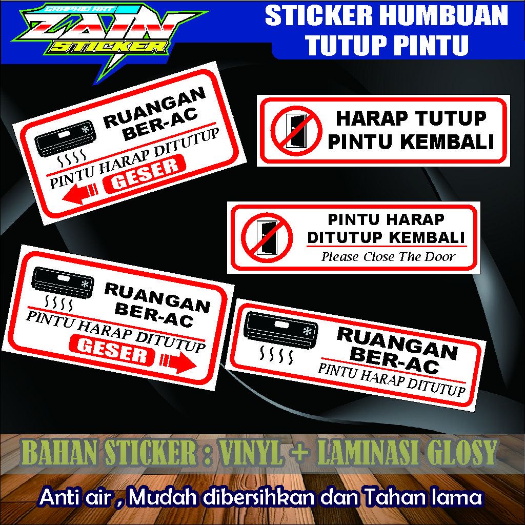 Jual Sticker Stiker | Tutup Pintu Ruangan AC | Geser | Bahan Vinyl ...