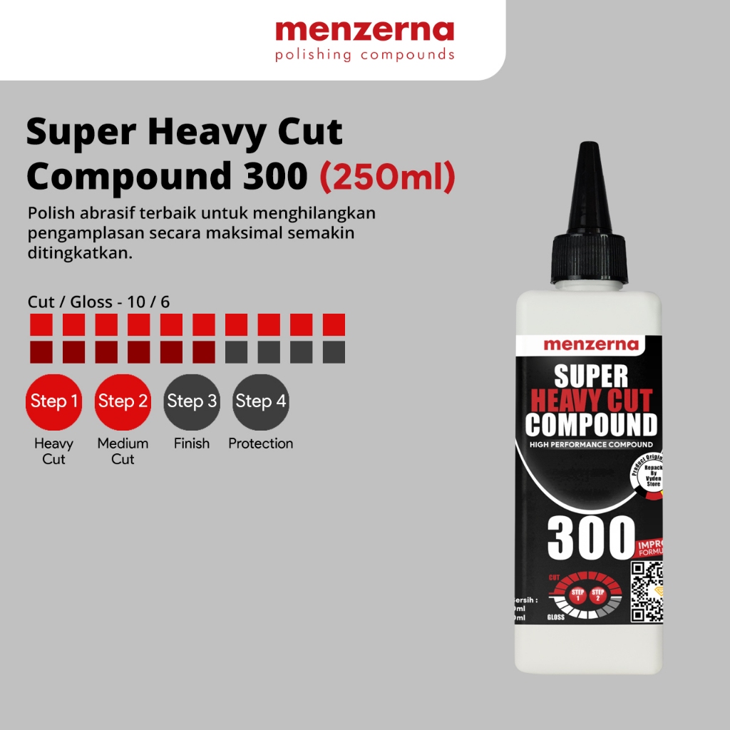 Jual MENZERNA Super Heavy Cut Compound 300 250ml Repack Kompon Cutting Sangat Tinggi | Shopee ...