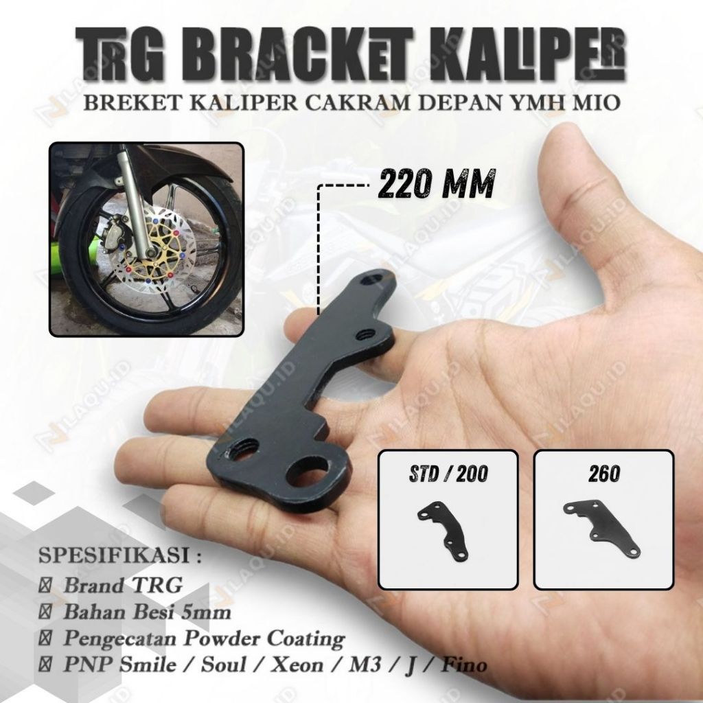 Jual Breket kaliper 2piston piringan 220mm mio smile / soul / xeon / m3 / j / fino bracket ...