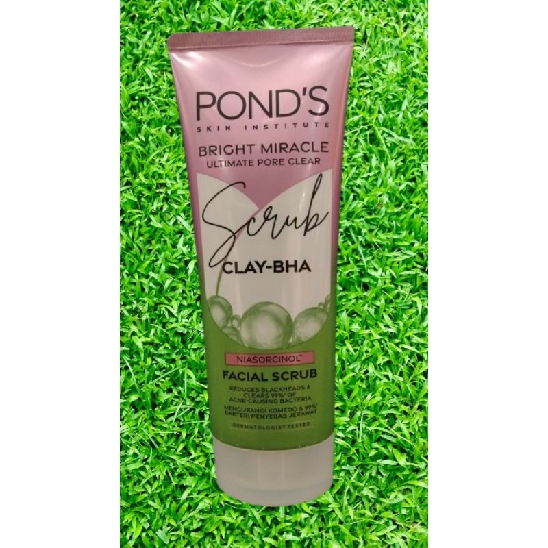 Jual Ponds Bright Miracle Scrub Clay-BHA Facial Scrub 100 ml | Shopee ...