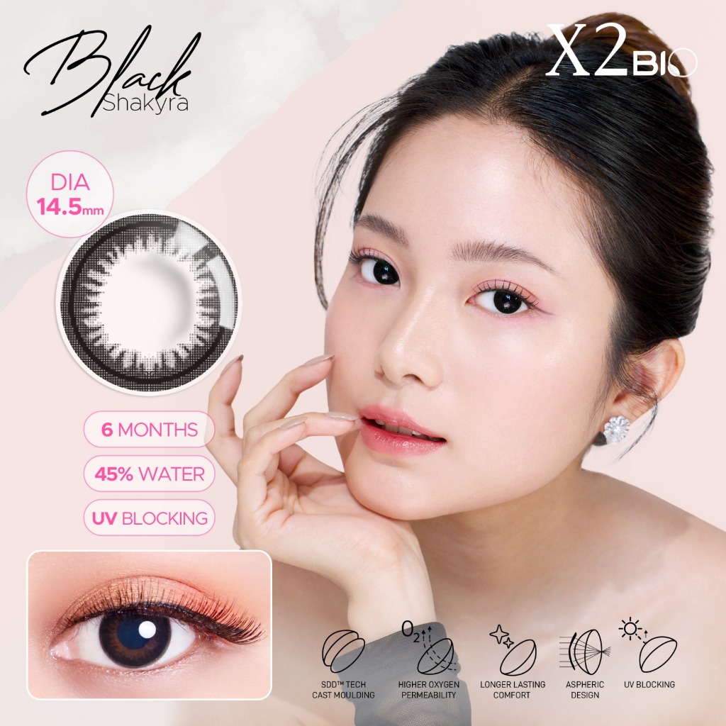 Jual Softlens X2 BIO 1TONE Black Shakyra Minus (-0,50 S/D -10,00 ...